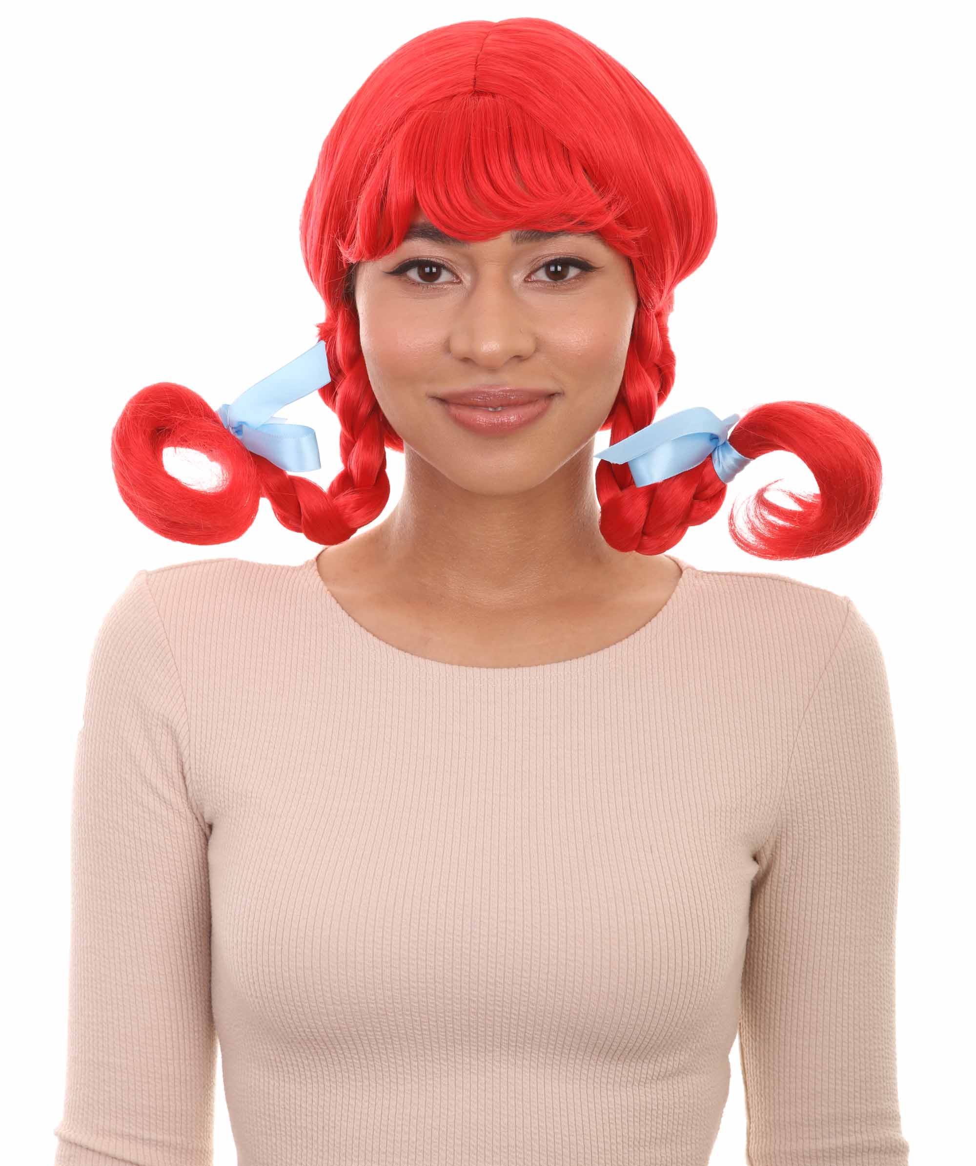 Funny Red Braided Pigtail Wig - HalloweenPartyOnline