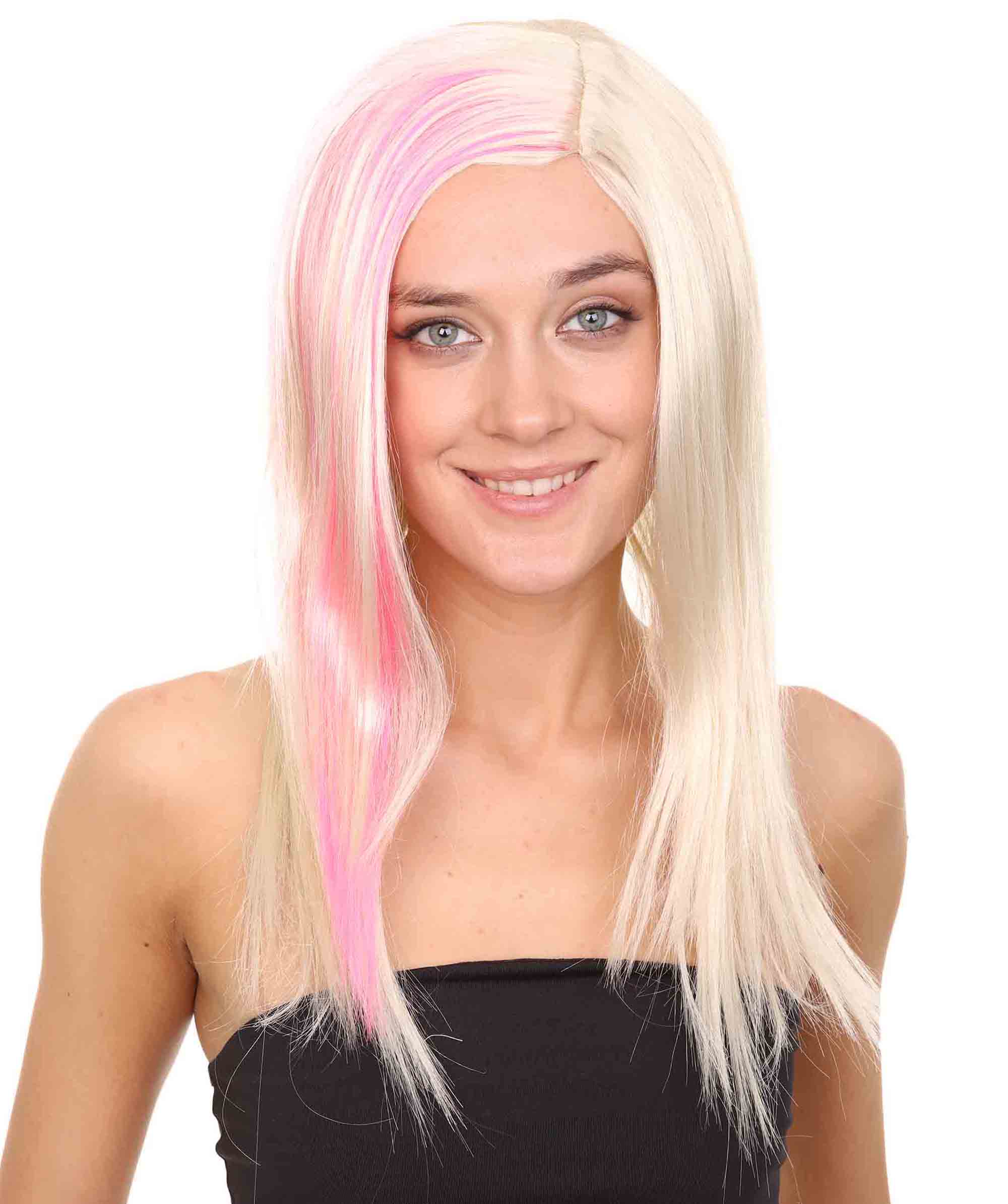 Rockstar Princess Blonde Pink Wig - Adult / Blonde & Pink ...
