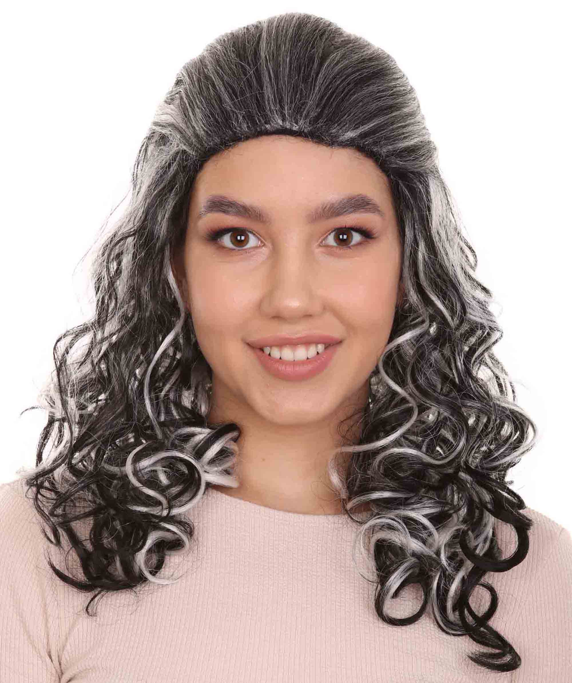Black & White Curly Wicked Witch Wig - HalloweenPartyOnline