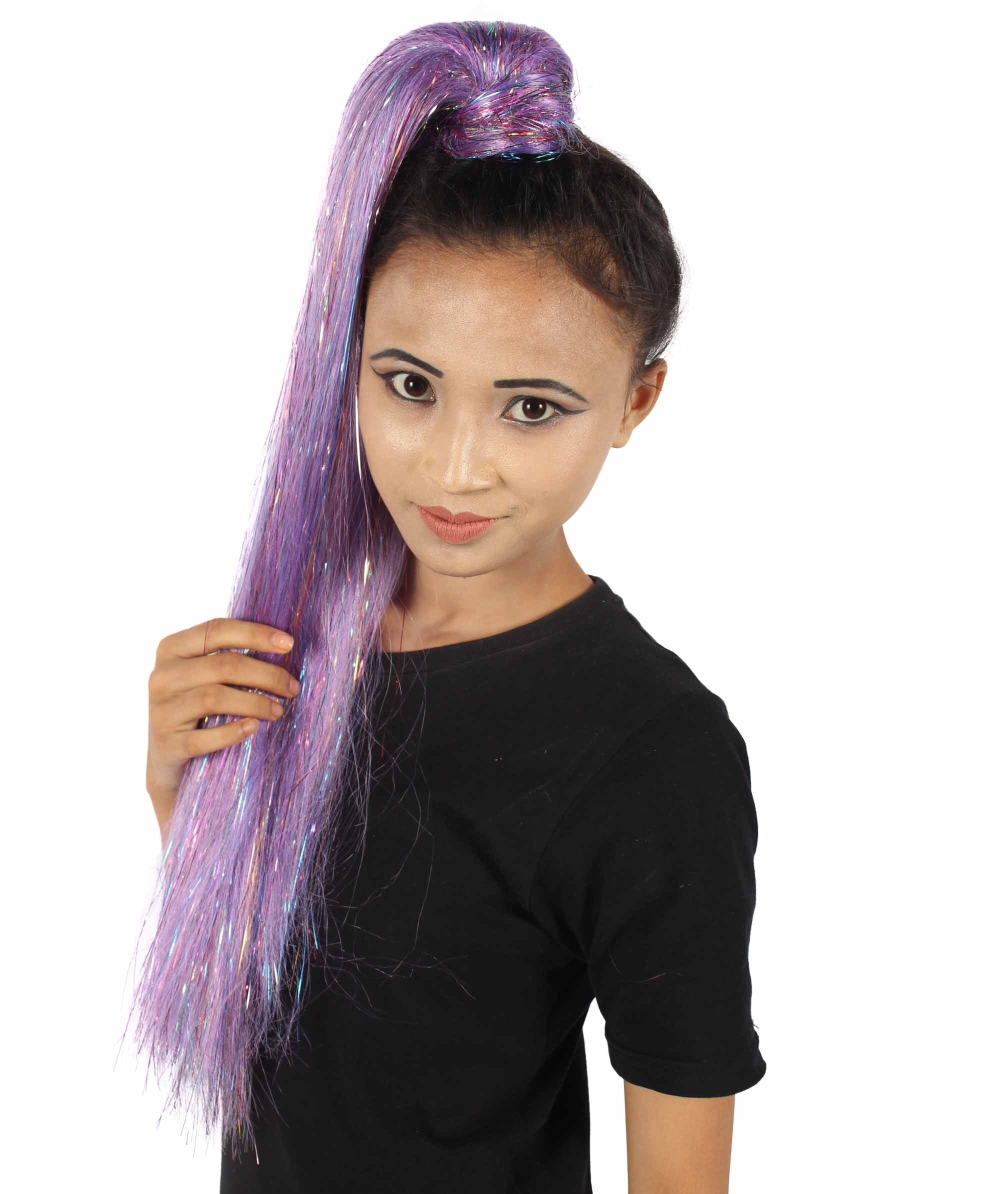 Multi Color Tinsel Ponytail Extensions - HalloweenPartyOnline