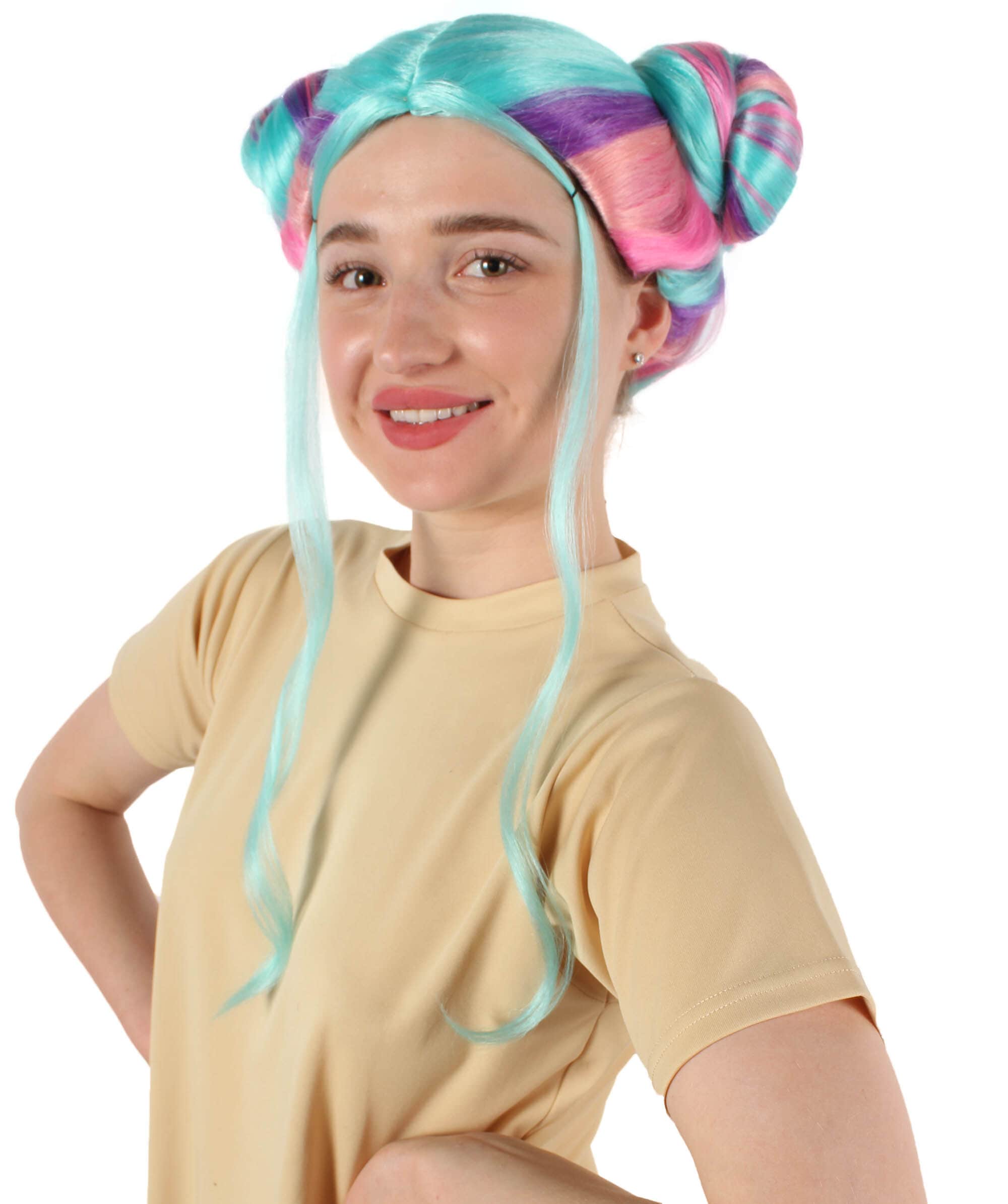 Double Bun Wig - One Size / Multicolor - HalloweenPartyOnline