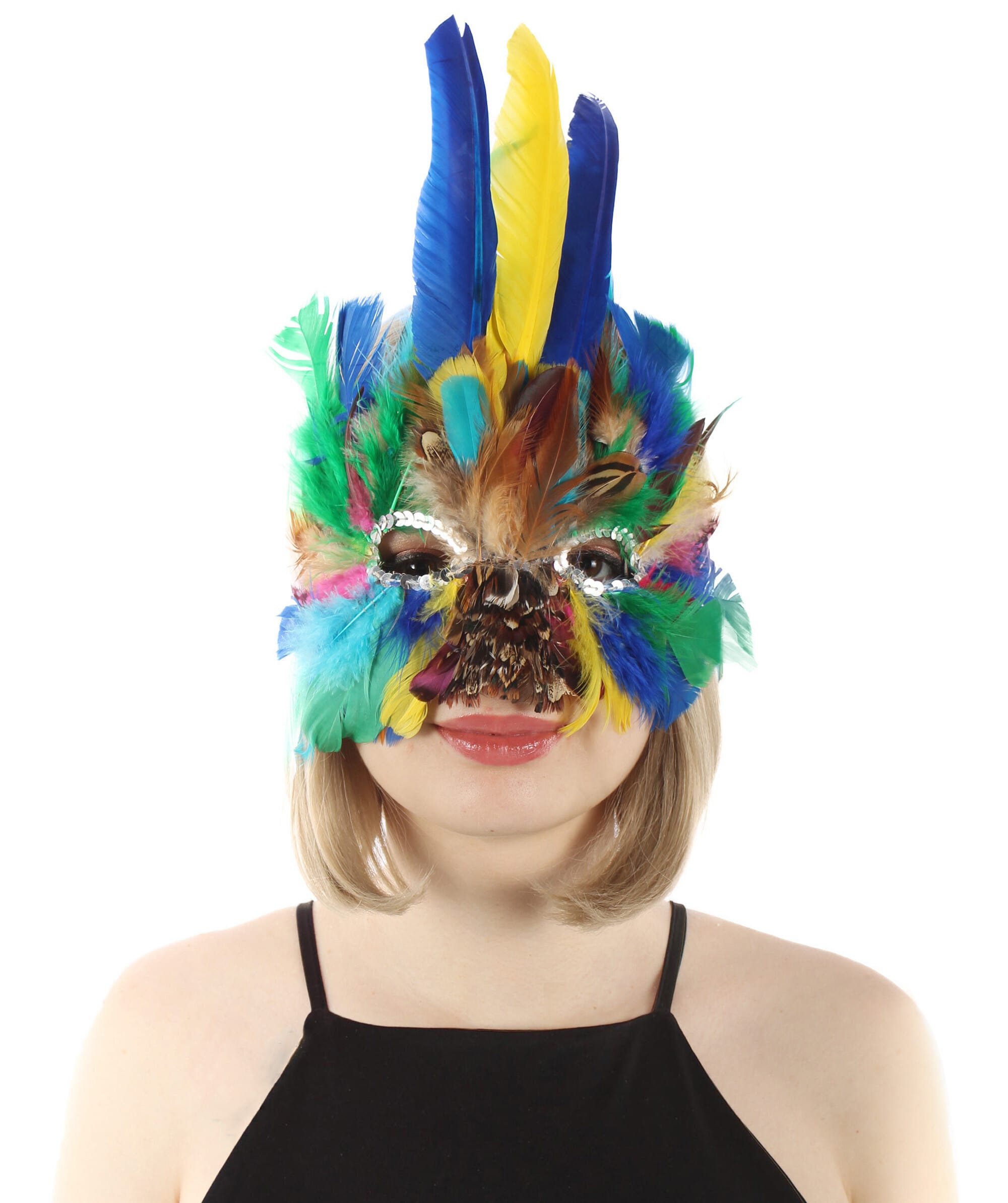 Unisex Multi-color Feather Masquerade Mask - One Size / Rainbow ...