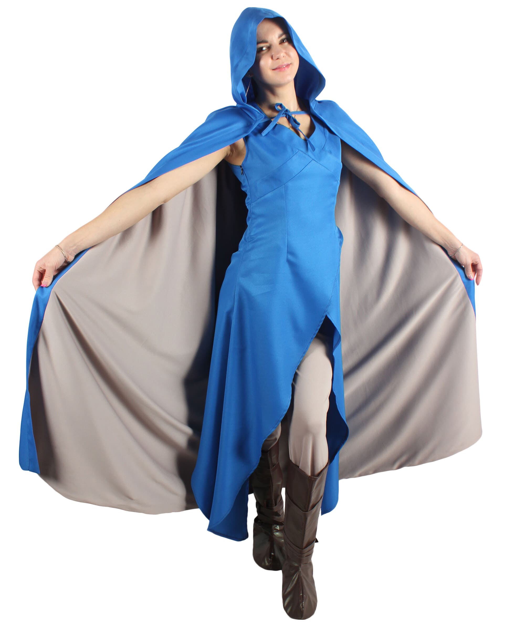Dragon Queen Blue Hooded Cape Costume - HalloweenPartyOnline