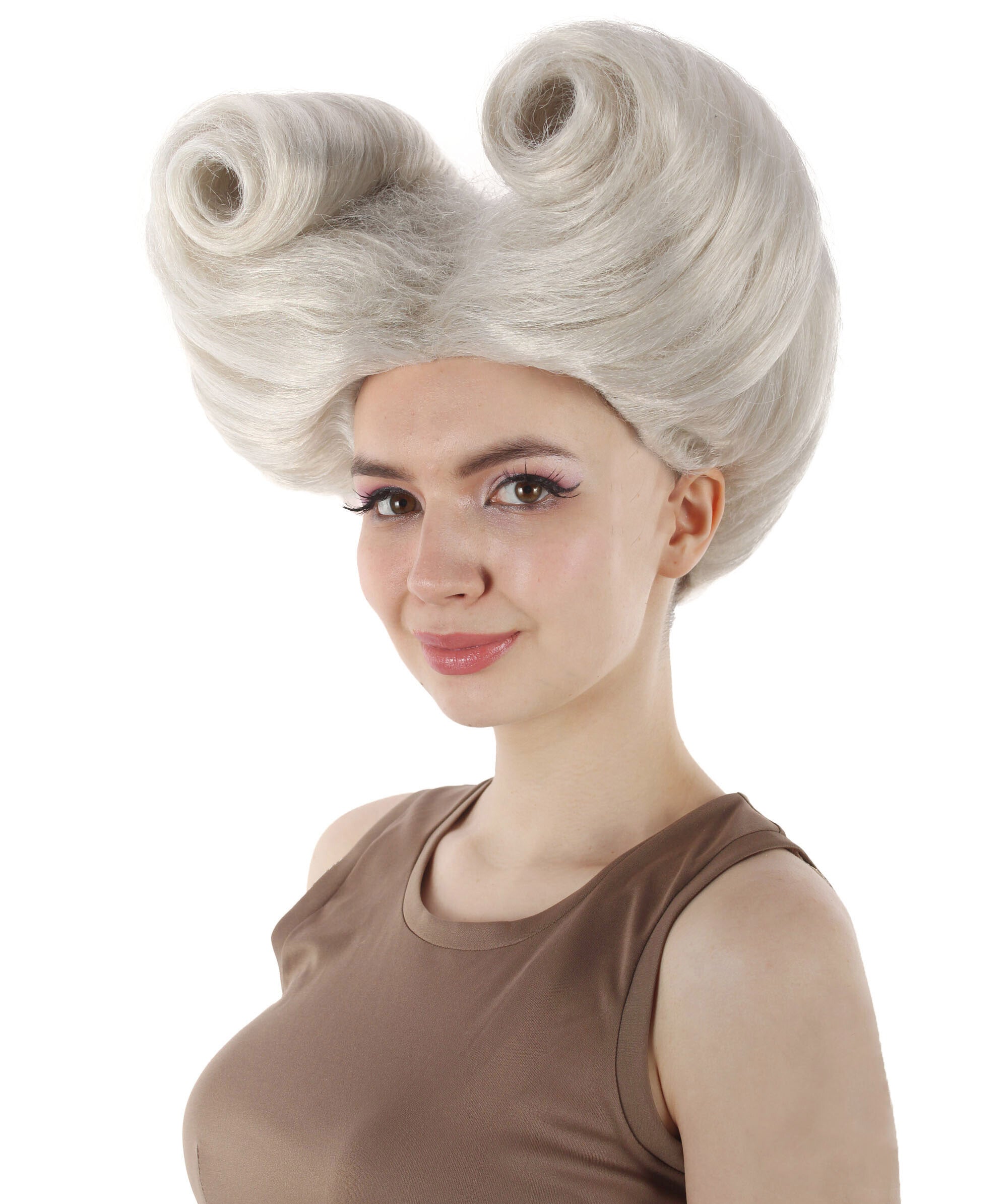 Adult Women’s Supermodel Horn-shaped White Hair Updo Full Wig I Perfec ...
