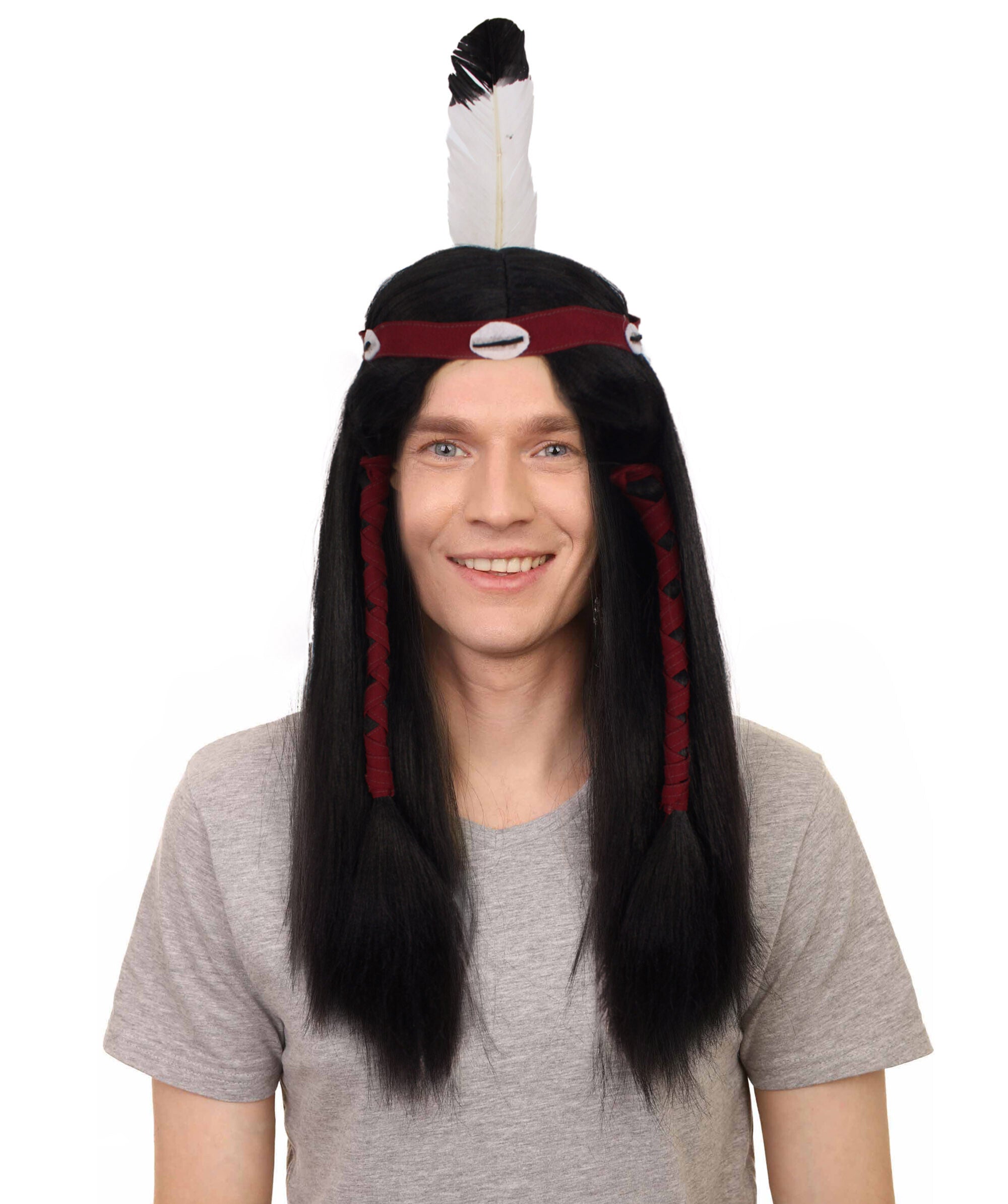 Adult Men’s Native American Wig - HalloweenPartyOnline